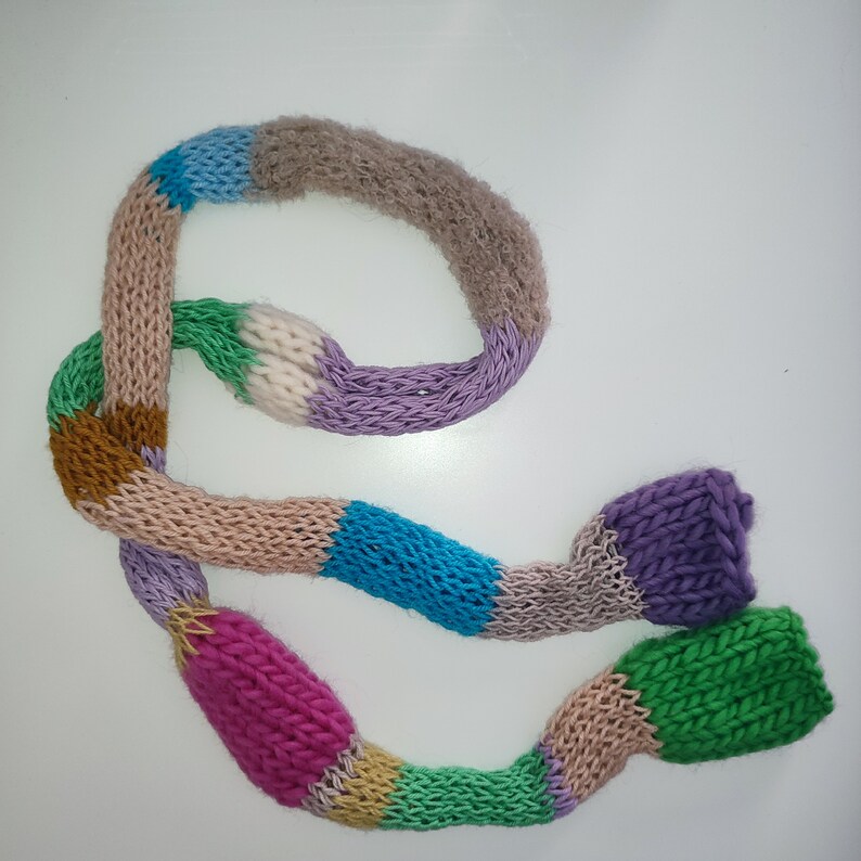 Hand Knitted Skinny Scarf, Colorful Fun Striped Y2k Fall Accessory - Etsy