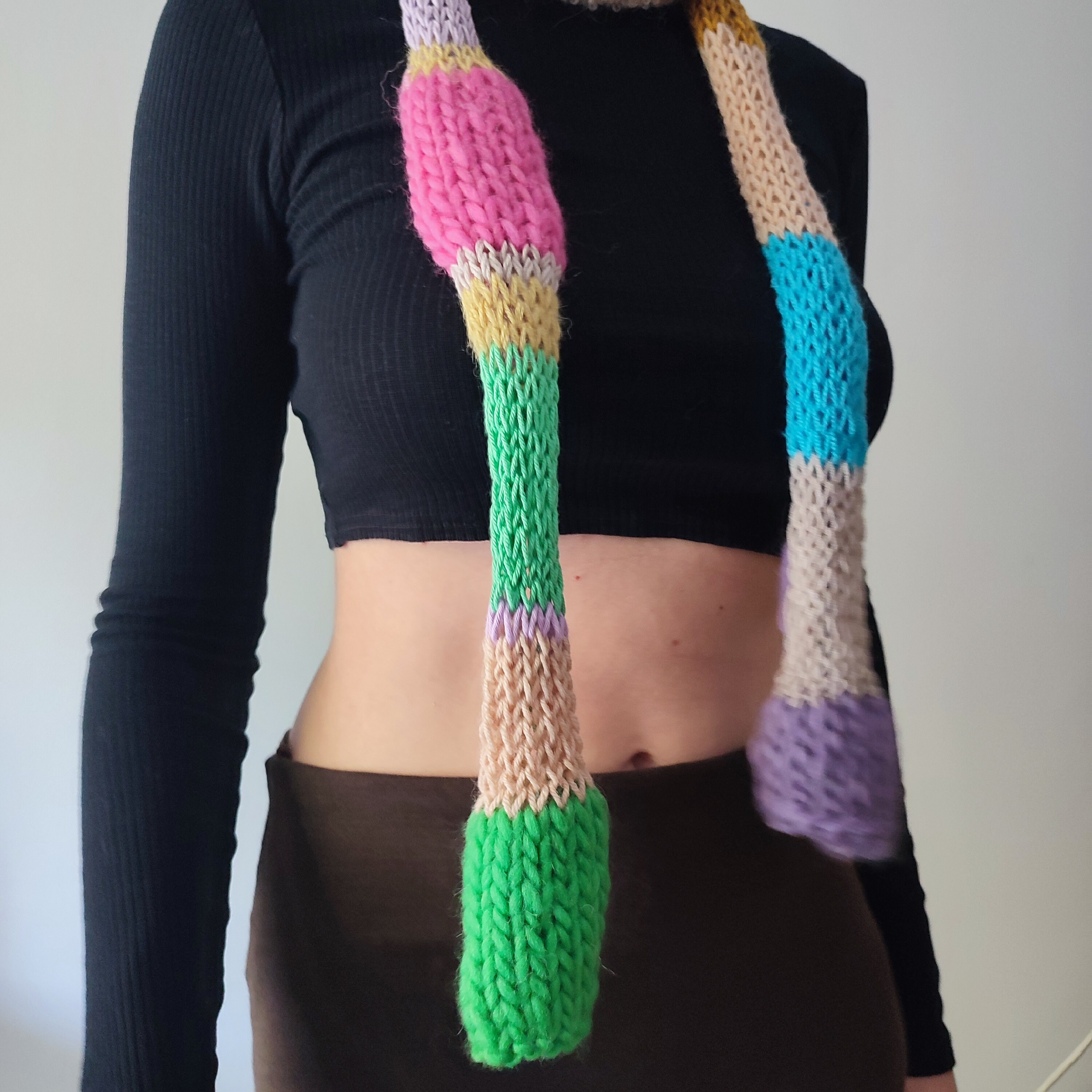 Hand Knitted Skinny Scarf, Colorful Fun Striped Y2k Fall Accessory - Etsy