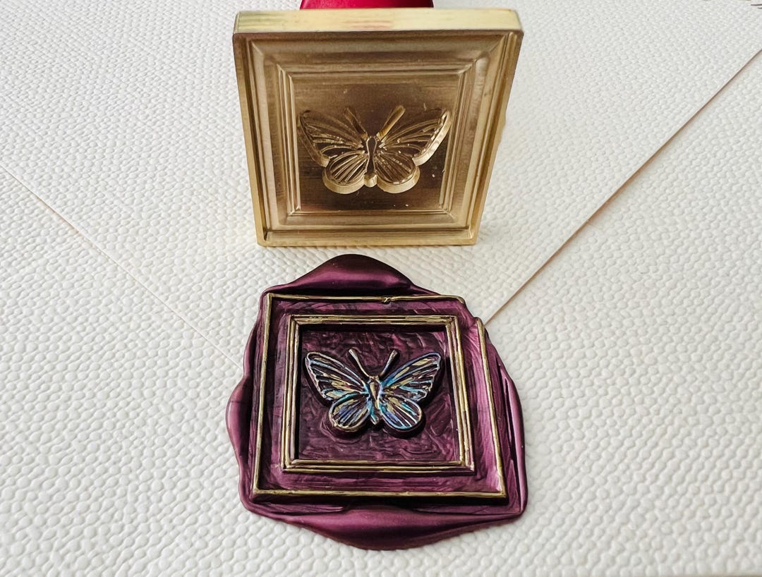 Captured Grace | A Framed Butterfly Square Seal Wax Stamp - Etsy