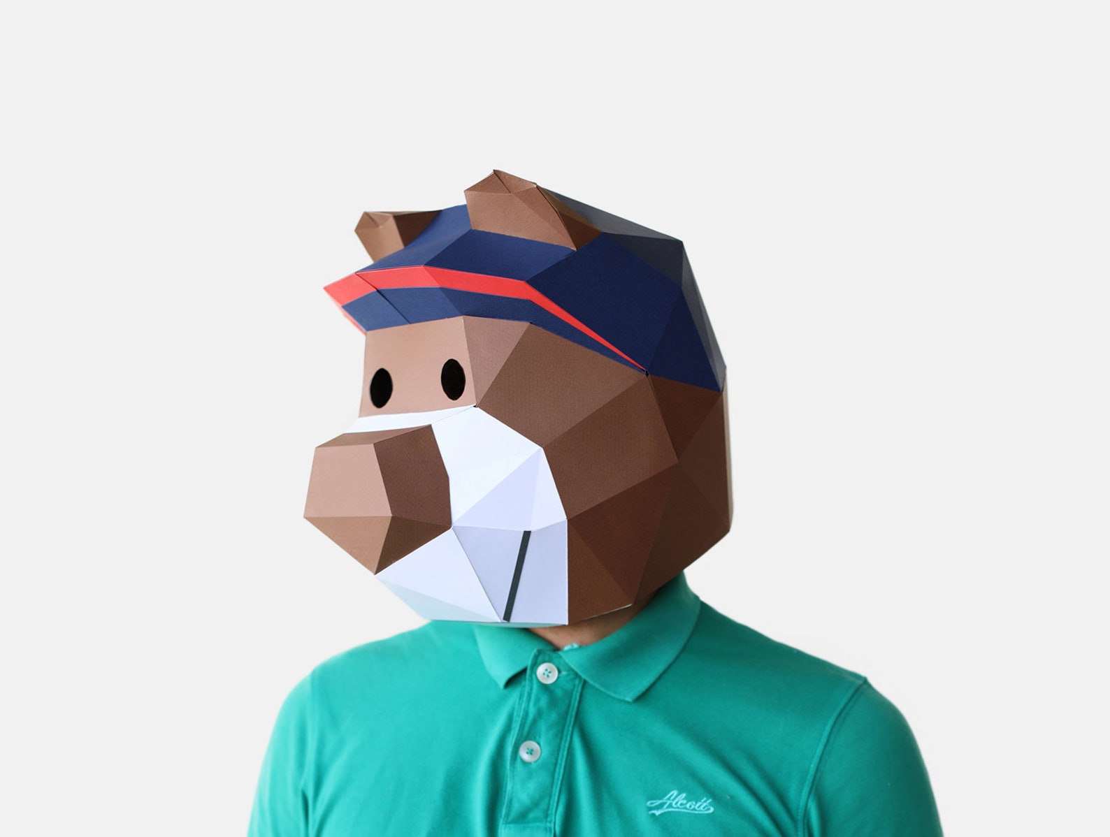 DIY Low Poly Teddy Bear Mask, Low Poly Bear Mask,paper Craft Template ...