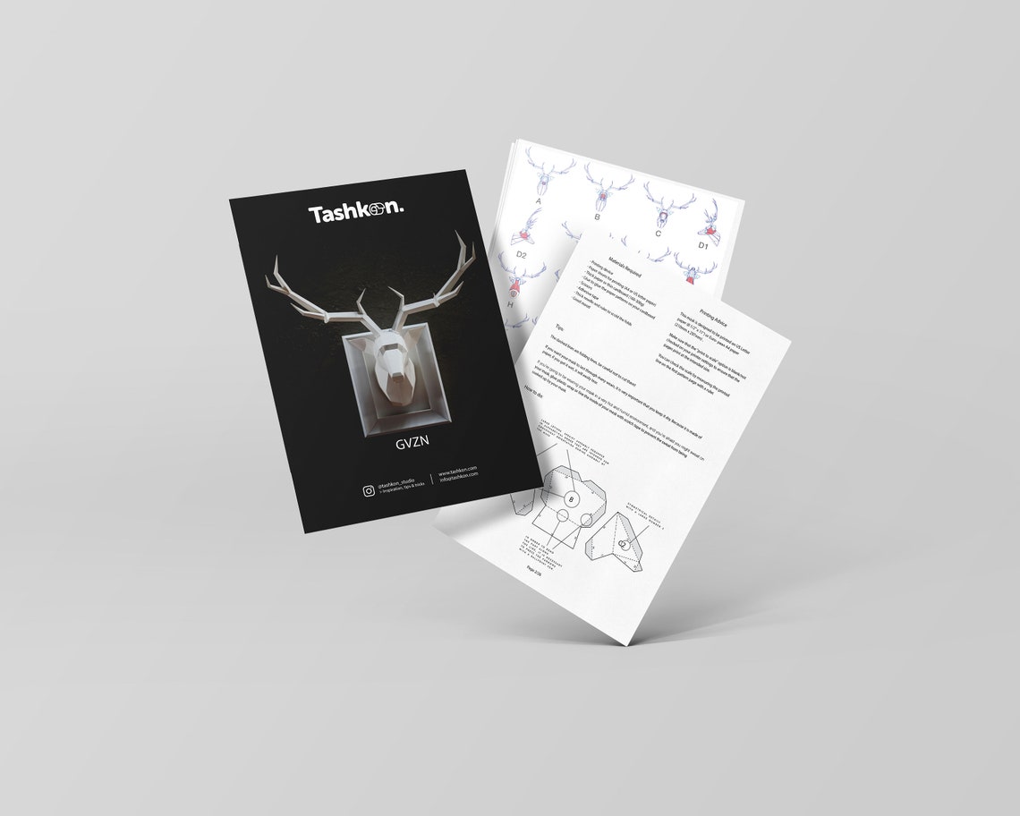 Deer Paper Sculpture 3D Paper Craft DIY Wall Art Origami | Etsy