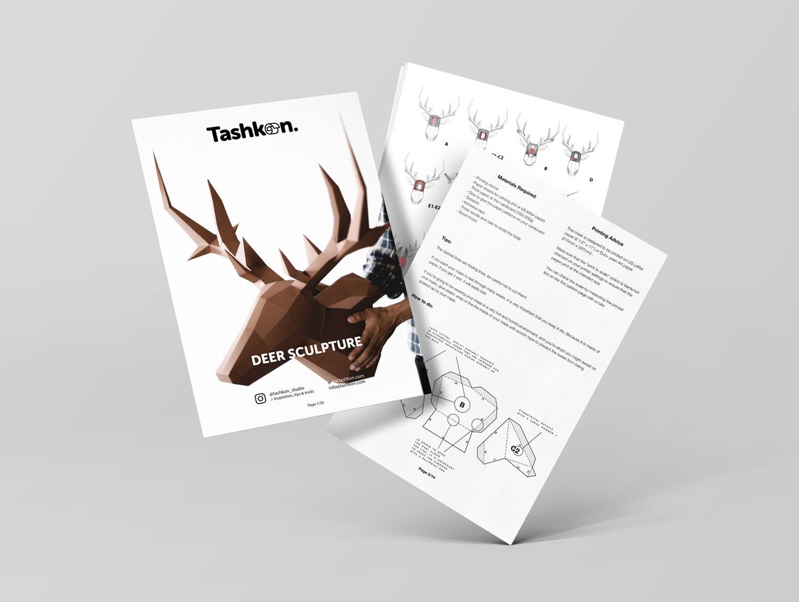 Deer Paper Sculpture 3D Paper Craft DIY Wall Art Origami - Etsy