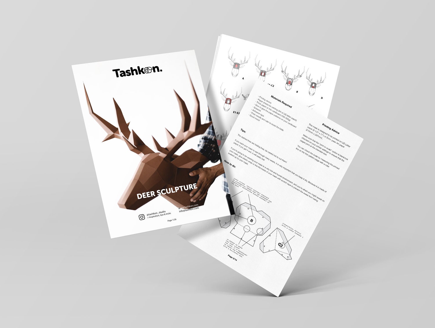 Deer Paper Sculpture 3D Paper Craft DIY Wall Art Origami - Etsy