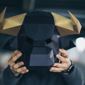 DIY Low Poly Bull Mask, Low Poly Red Bull Mask,diy Printable Animal ...