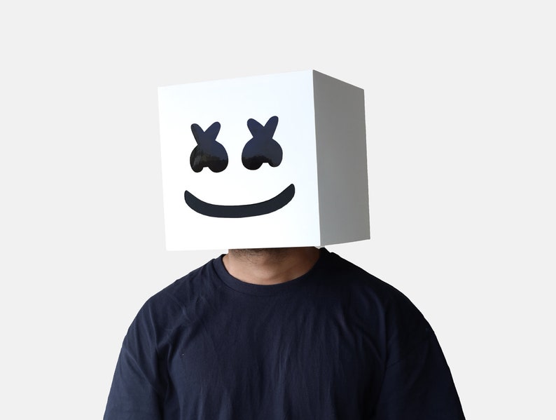 Happy Cube Mask, Low Poly Cube Mask, Papercraft Template, 3D Low Poly ...