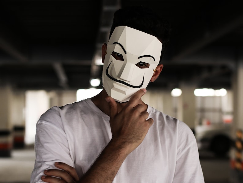 Low Poly Human Face Mask DIY Human Face Mask Low Poly Paper - Etsy Norway