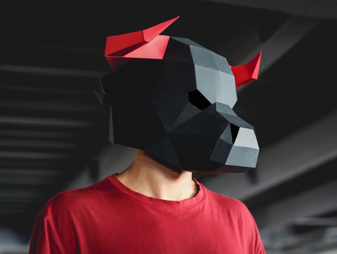 DIY Low Poly Bull Mask Low Poly Redbull Maskdiy Printable | Etsy