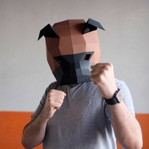 DIY Low Poly Bulldog Mask, Bulldog Mask, Low Poly Dog Mask, Bulldog ...