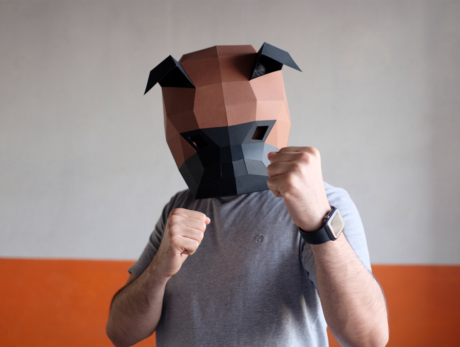 DIY Low Poly Bulldog Mask, Bulldog Mask, Low Poly Dog Mask, Bulldog ...