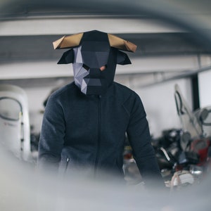 DIY Low Poly Bull Mask, Low Poly Red Bull Mask,diy Printable Animal ...
