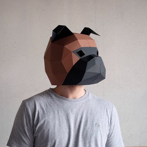 DIY Low Poly Bulldog Mask, Bulldog Mask, Low Poly Dog Mask, Bulldog ...