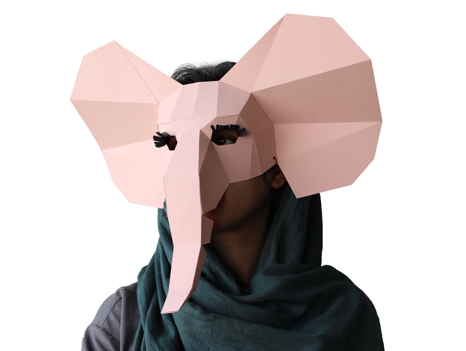 DIY Low Poly Elephant Mask, Elephant Mask, Papercraft Template, DIY ...