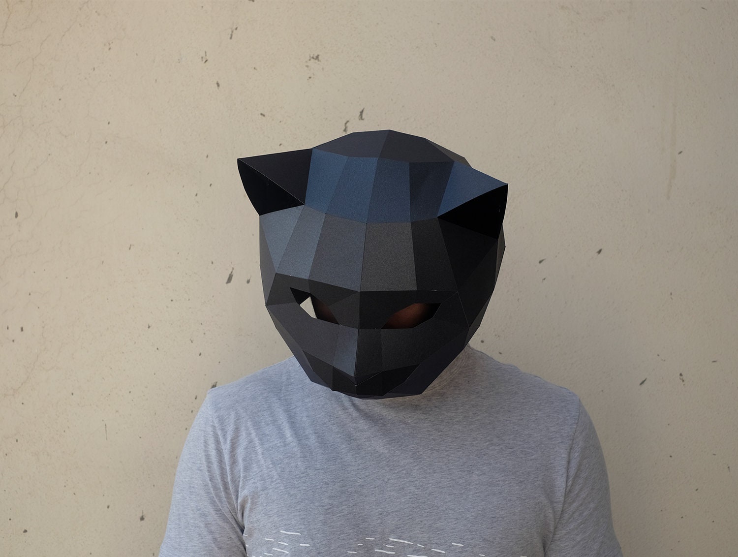 DIY Low Poly Cat Mask Cat Mask Papercraft Template 3D Low - Etsy