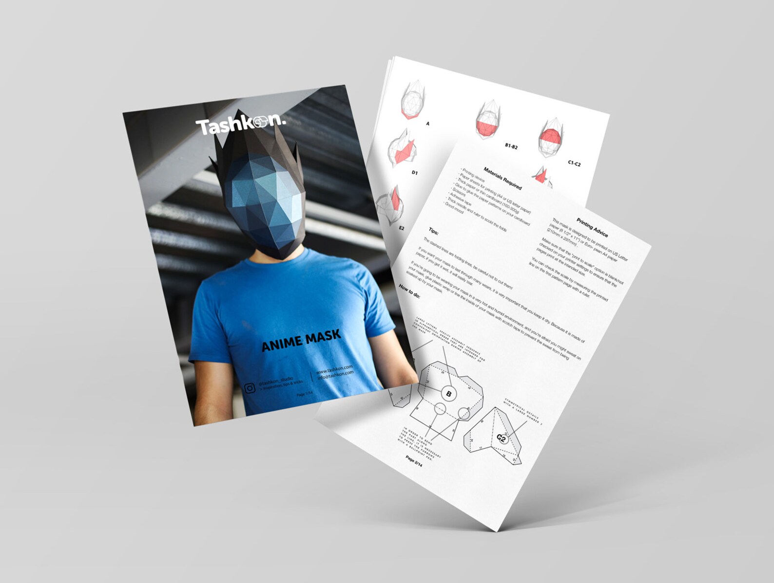 Anime Mask Anime Costume 3D Paper Craft Template Halloween - Etsy