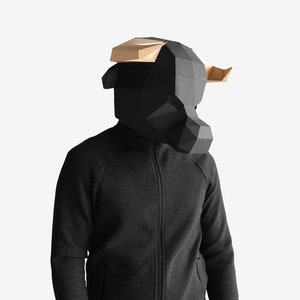 DIY Low Poly Bull Mask, Low Poly Red Bull Mask,diy Printable Animal ...