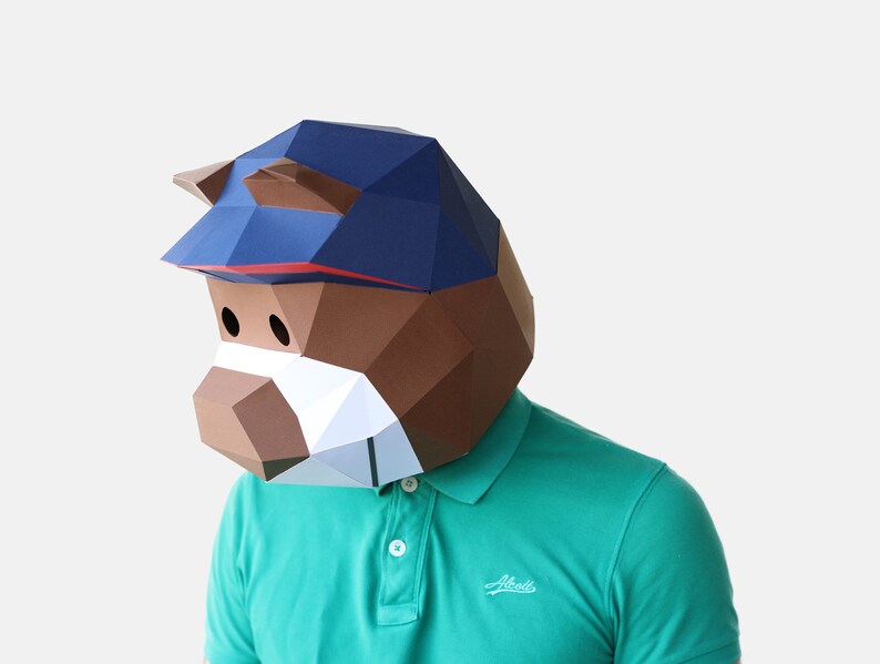 DIY Low Poly Teddy Bear Mask, Low Poly Bear Mask,paper Craft Template ...