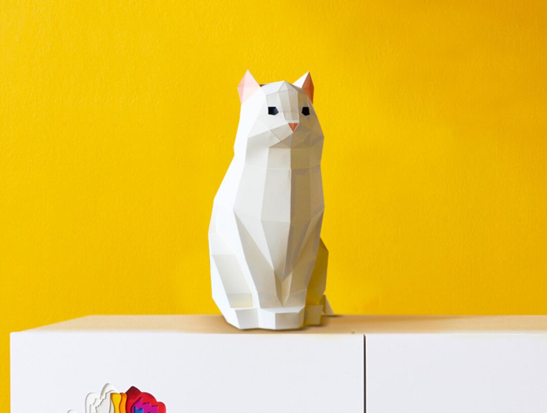 DIY Low Poly Persian Cat Sculpture, Low Poly Cat Sculpture, Persian Cat ...