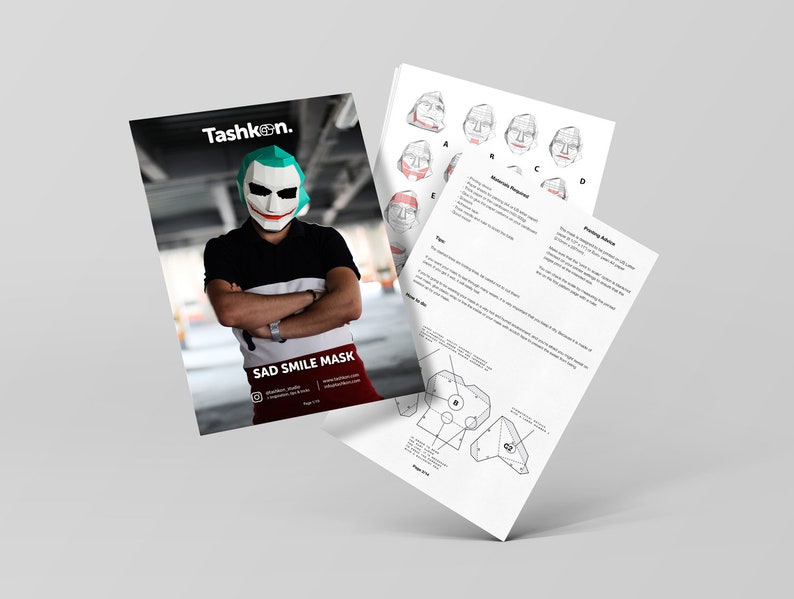 Joker Mask, DIY Low Poly Joker Mask, Papercraft Template, Low Poly ...