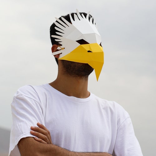 DIY Low Poly Eagle Mask Eagle Mask Papercraft Template 3D - Etsy