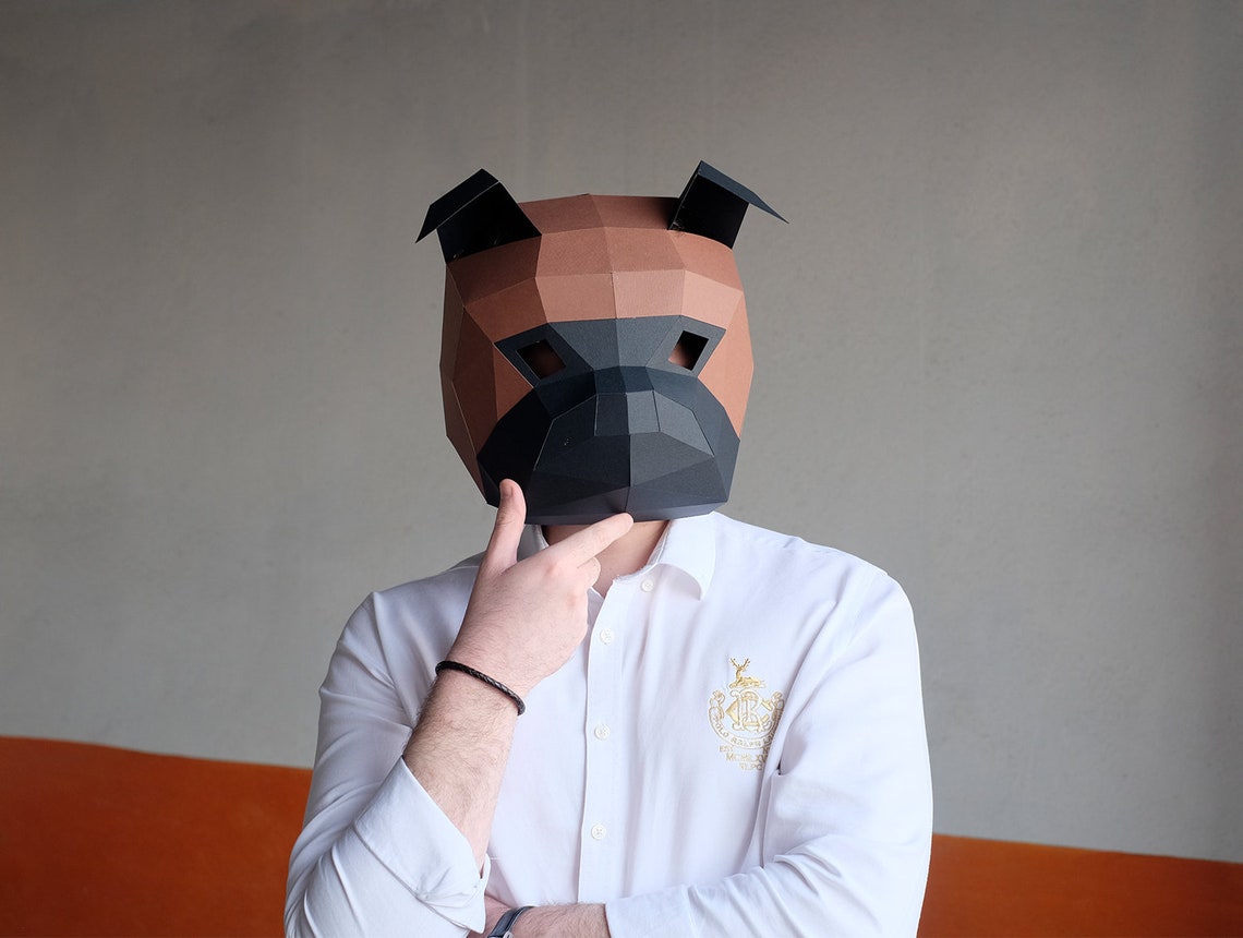 DIY Low Poly Bulldog Mask Bulldog Mask Low Poly Dog Mask | Etsy