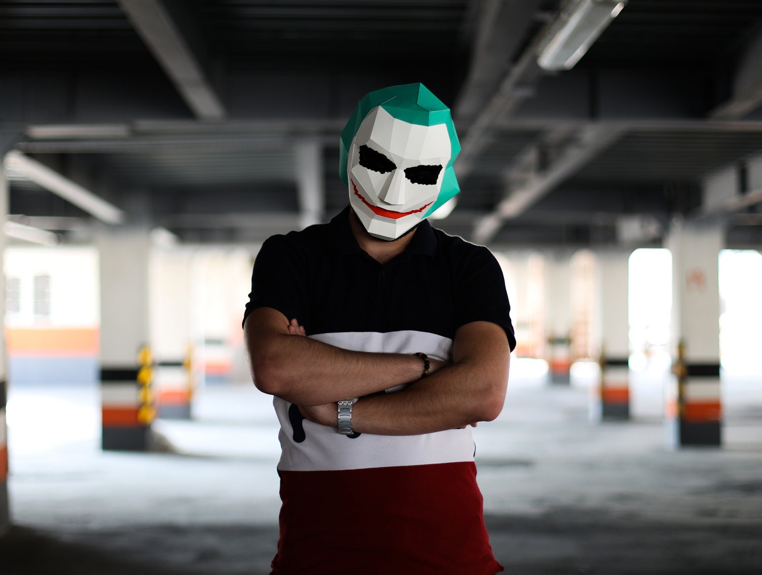 Joker Mask, DIY Low Poly Joker Mask, Papercraft Template, Low Poly ...