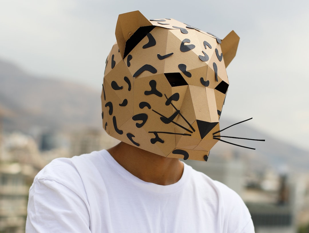 DIY Low Poly Cheetah Mask, Cheetah Mask, DIY Printable Animal Mask ...