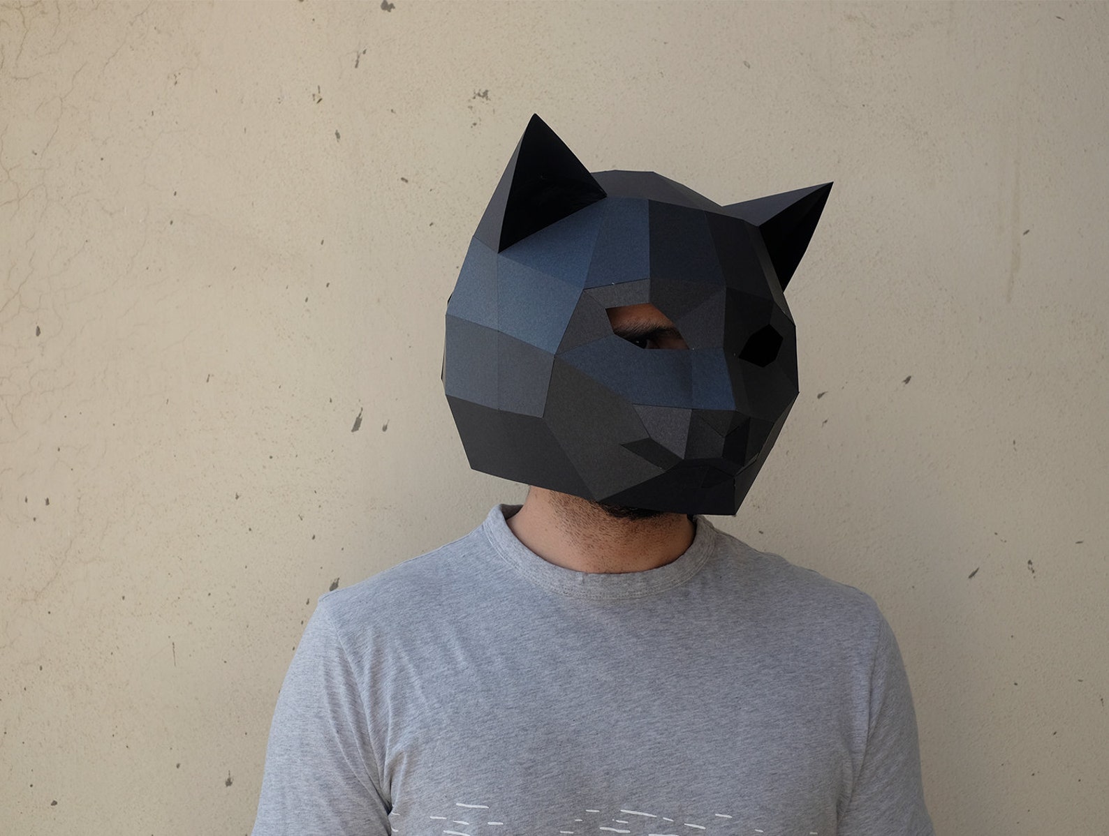 DIY Low Poly Cat Mask Cat Mask Papercraft Template 3D Low - Etsy