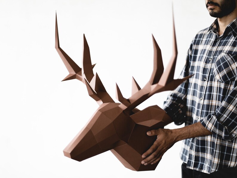 Deer Paper Sculpture 3D Paper Craft DIY Wall Art Origami - Etsy