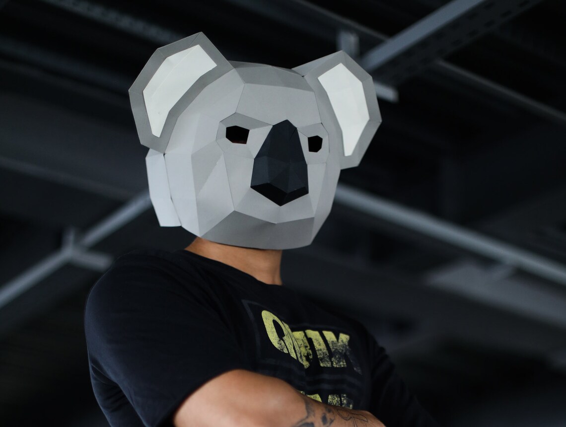 DIY Low Poly Koala Mask, Papercraft Template, 3D Low Poly Masks ...