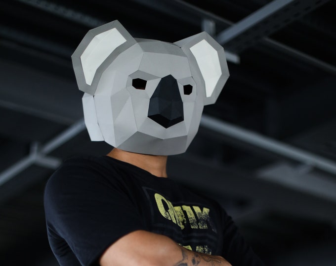 DIY Low Poly Koala Mask, Papercraft Template, 3D Low Poly Masks ...
