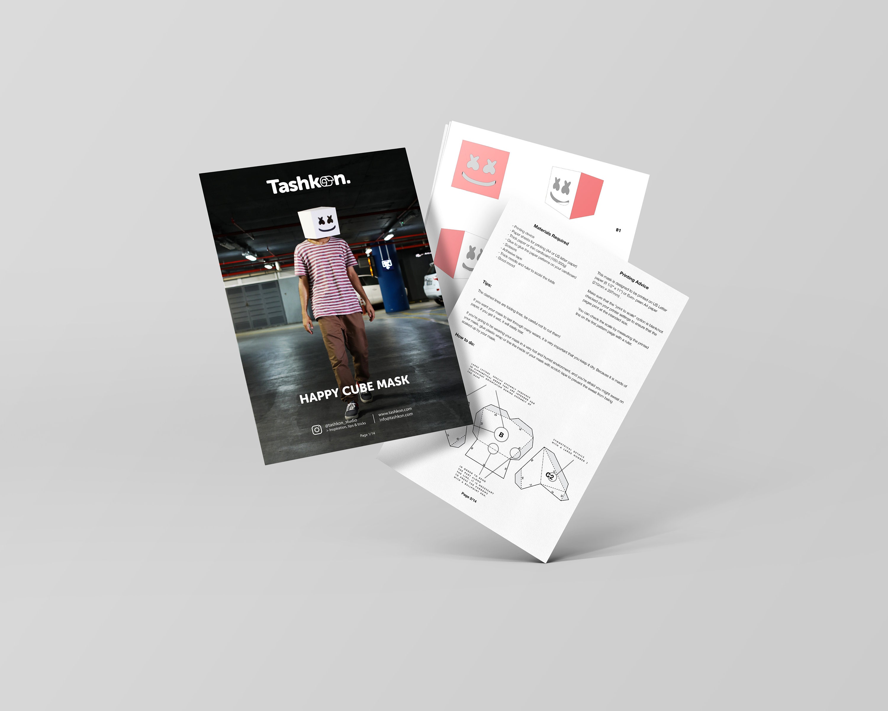 Happy Cube Mask Low Poly Cube Mask Papercraft Template 3D - Etsy