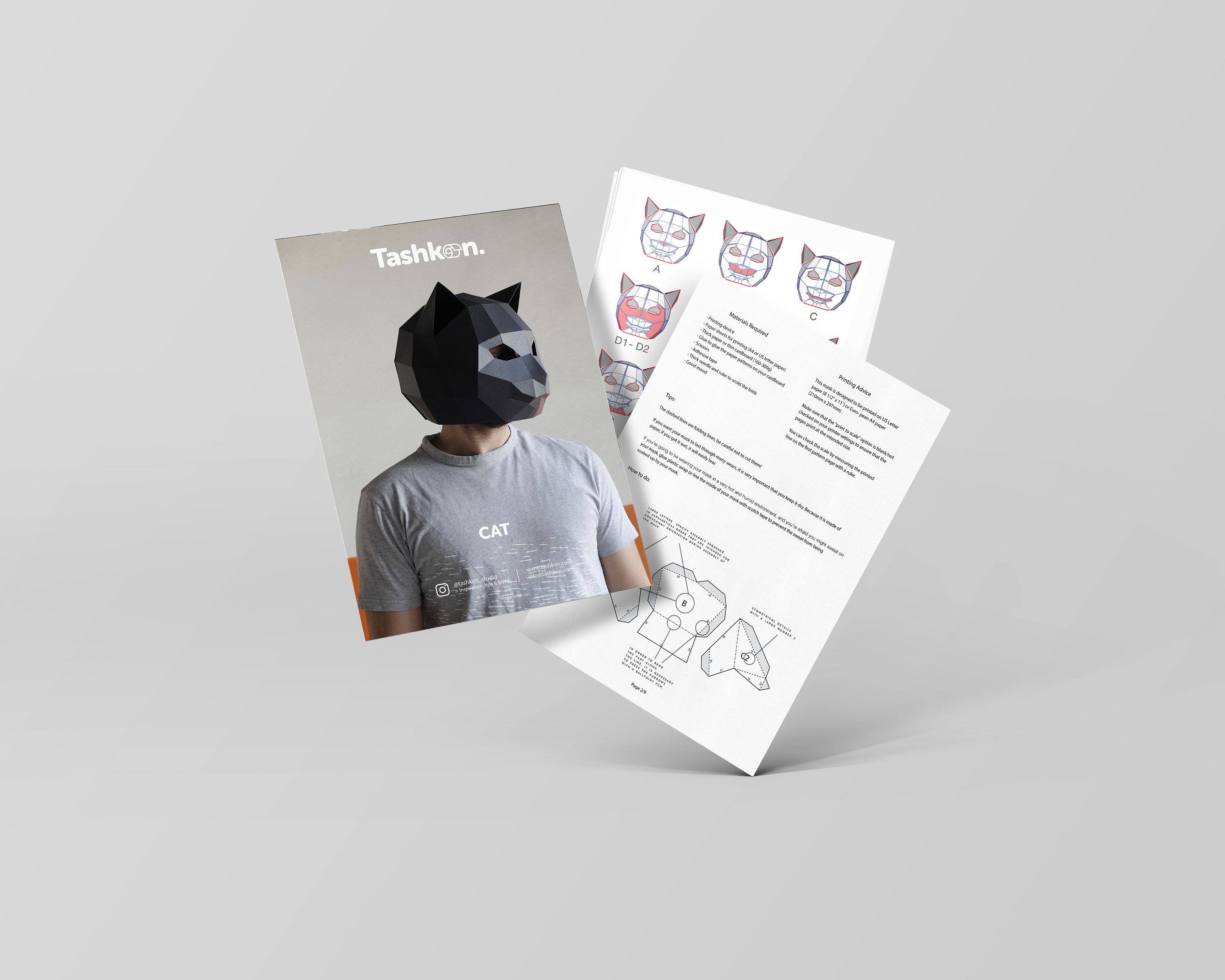 DIY Low Poly Cat Mask Cat Mask Papercraft Template 3D Low - Etsy