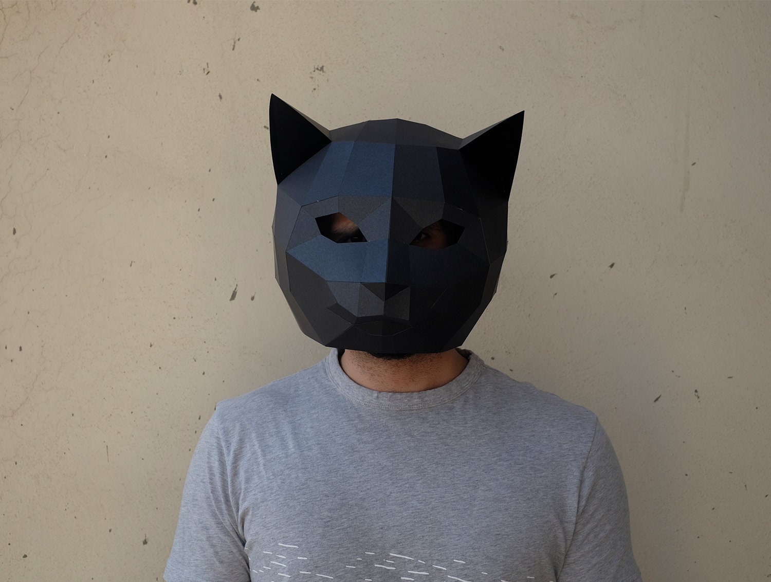 DIY Low Poly Cat Mask, Cat Mask, Papercraft Template, 3D Low Poly Masks ...