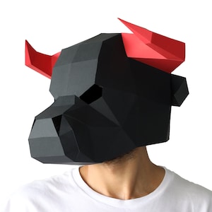 DIY Low Poly Bull Mask, Low Poly Redbull Mask,diy Printable Animal Head ...