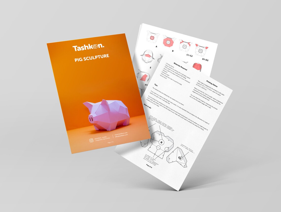 Pig Sculpture Papercraft 3D Paper Craft Pig Sculpture DIY - Etsy