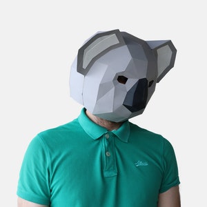DIY Low Poly Koala Mask, Papercraft Template, 3D Low Poly Masks ...