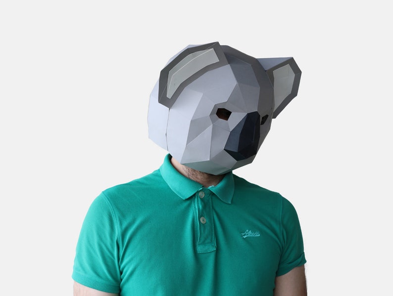 DIY Low Poly Koala Mask, Papercraft Template, 3D Low Poly Masks ...
