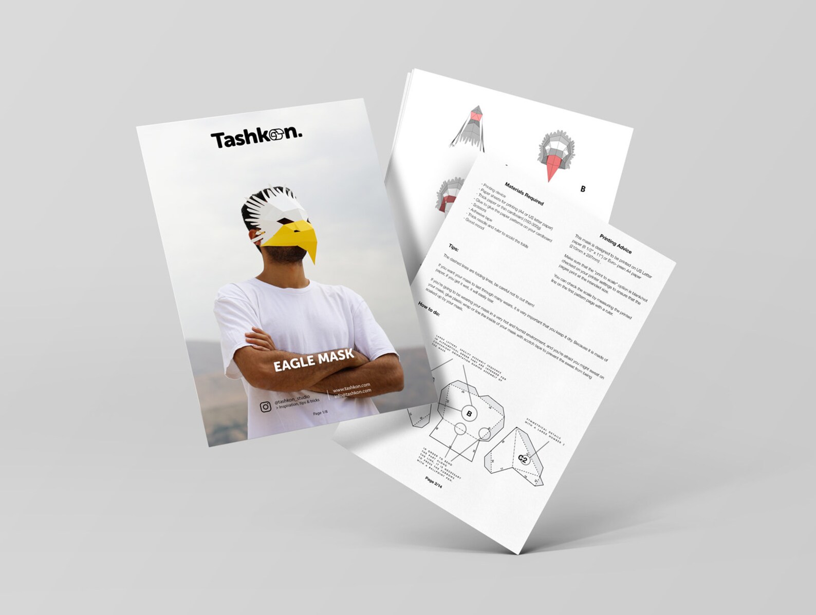 DIY Low Poly Eagle Mask, Eagle Mask, Papercraft Template, 3D Low Poly ...