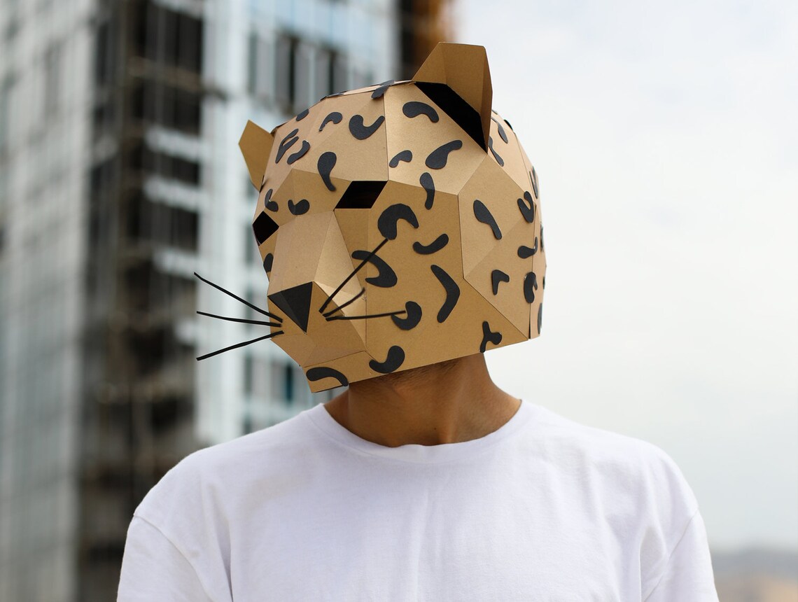 DIY Low Poly Cheetah Mask, Cheetah Mask, DIY Printable Animal Mask ...
