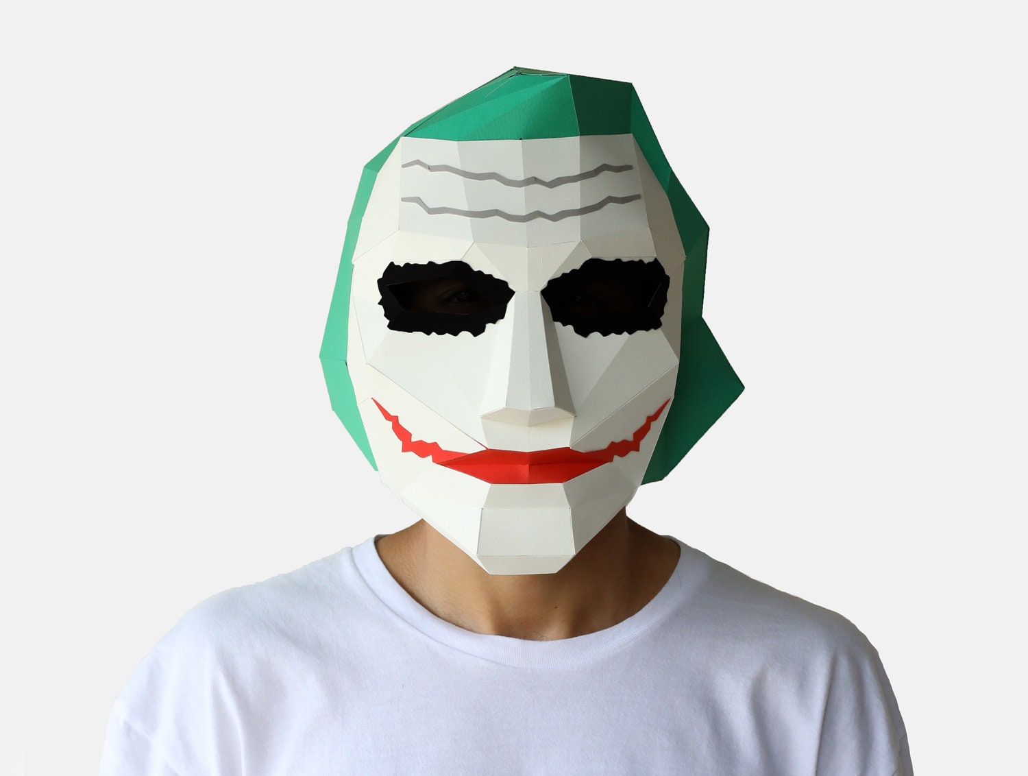 Joker Mask, DIY Low Poly Joker Mask, Papercraft Template, Low Poly ...