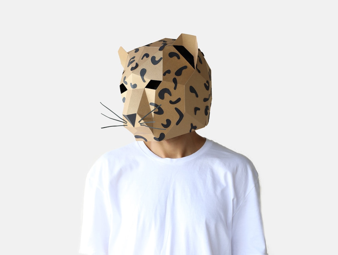 DIY Low Poly Cheetah Mask Cheetah Mask DIY Printable Animal | Etsy