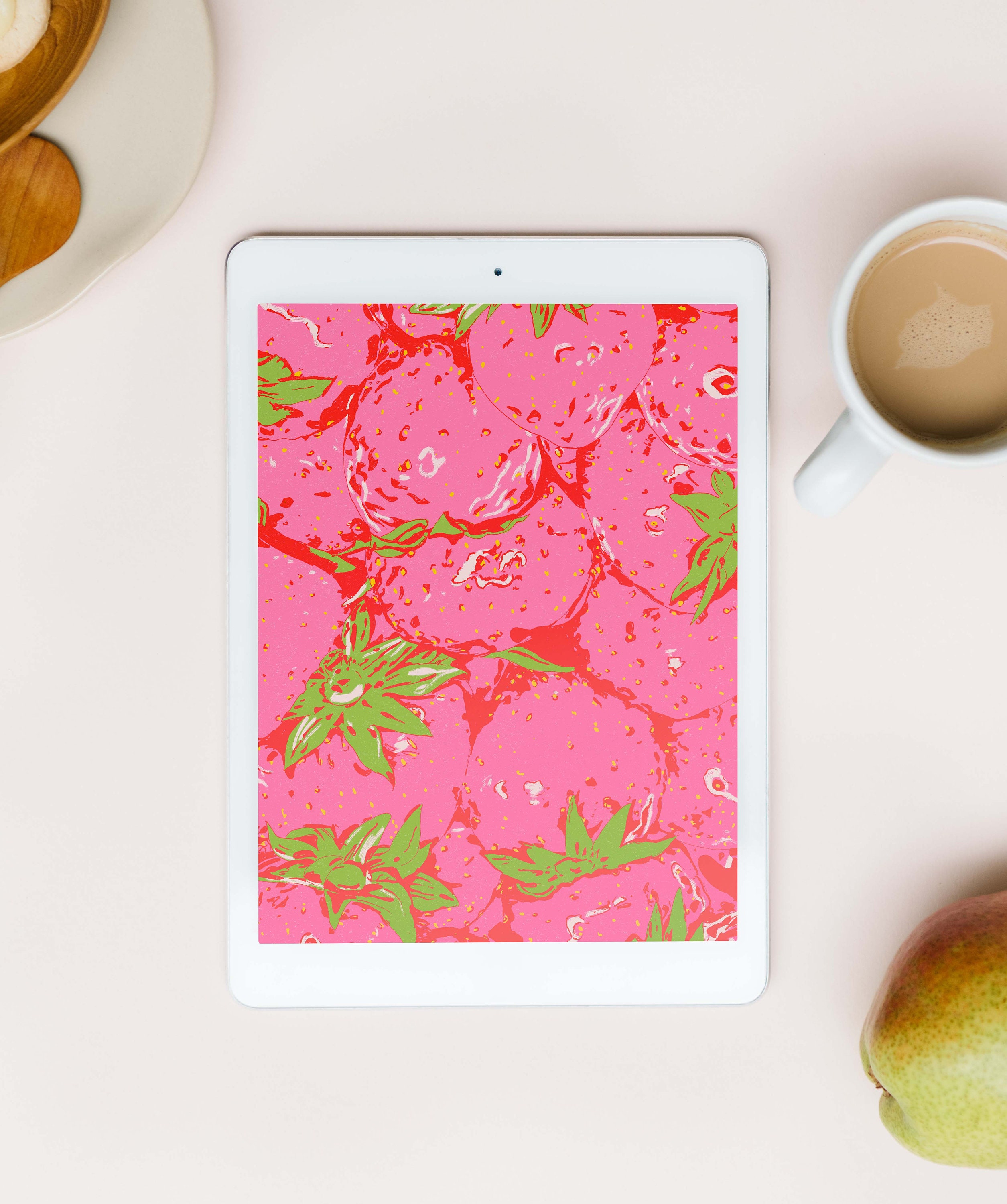 Spring Strawberries Digital Wallpaper Download Colourful, Chic Design ...