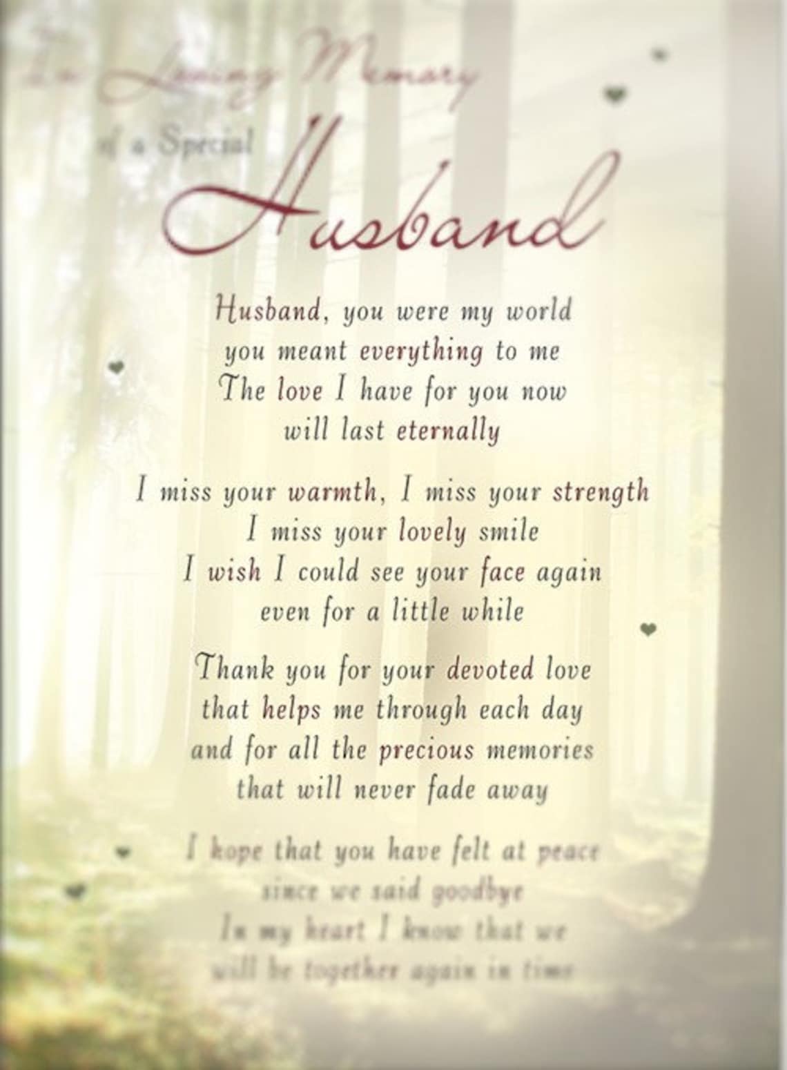 Large A4 Digital Graveside Memorial Mourning Poem. in Loving Memory of ...