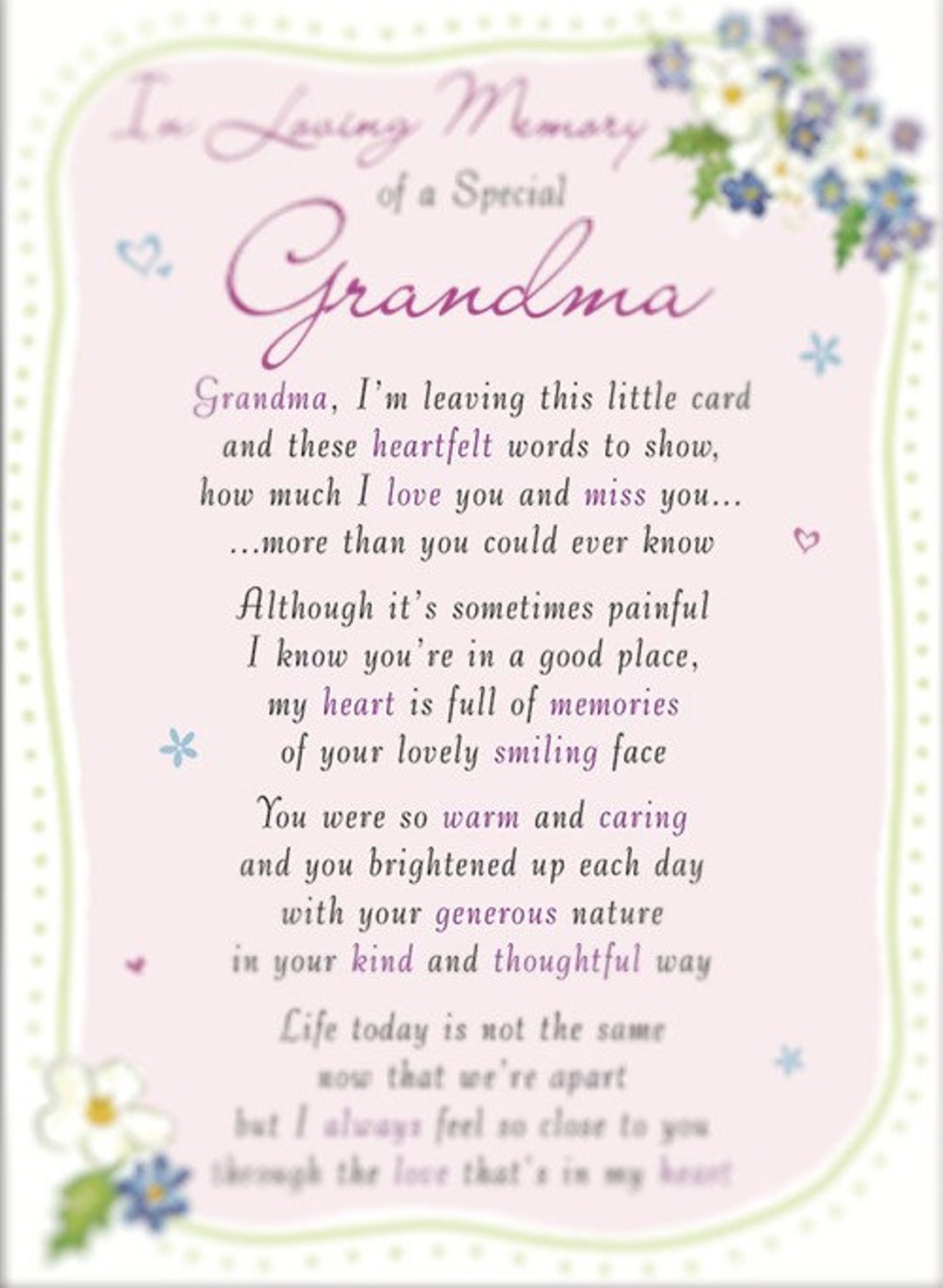 Large A4 Digital Graveside Memorial Mourning Poem. in Loving Memory of ...