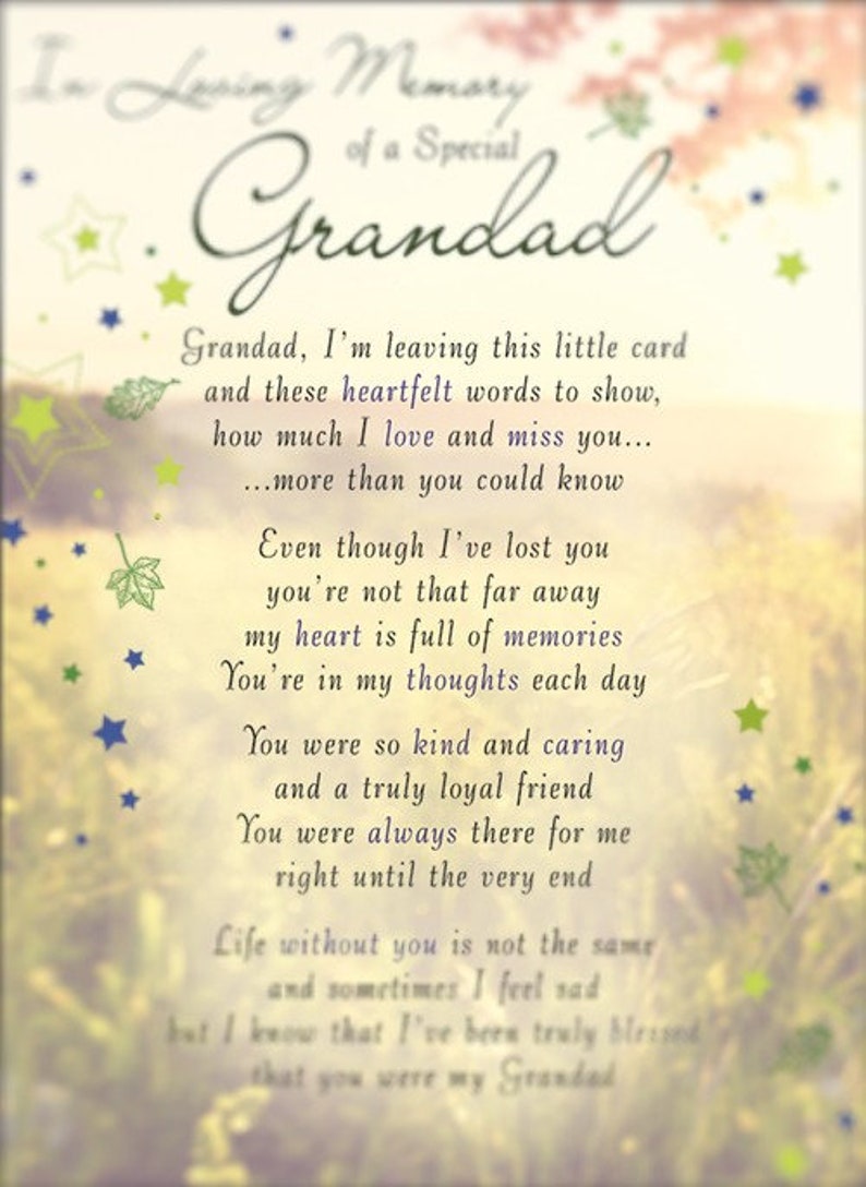 Large A4 Digital Graveside Memorial Mourning Poem. in Loving - Etsy