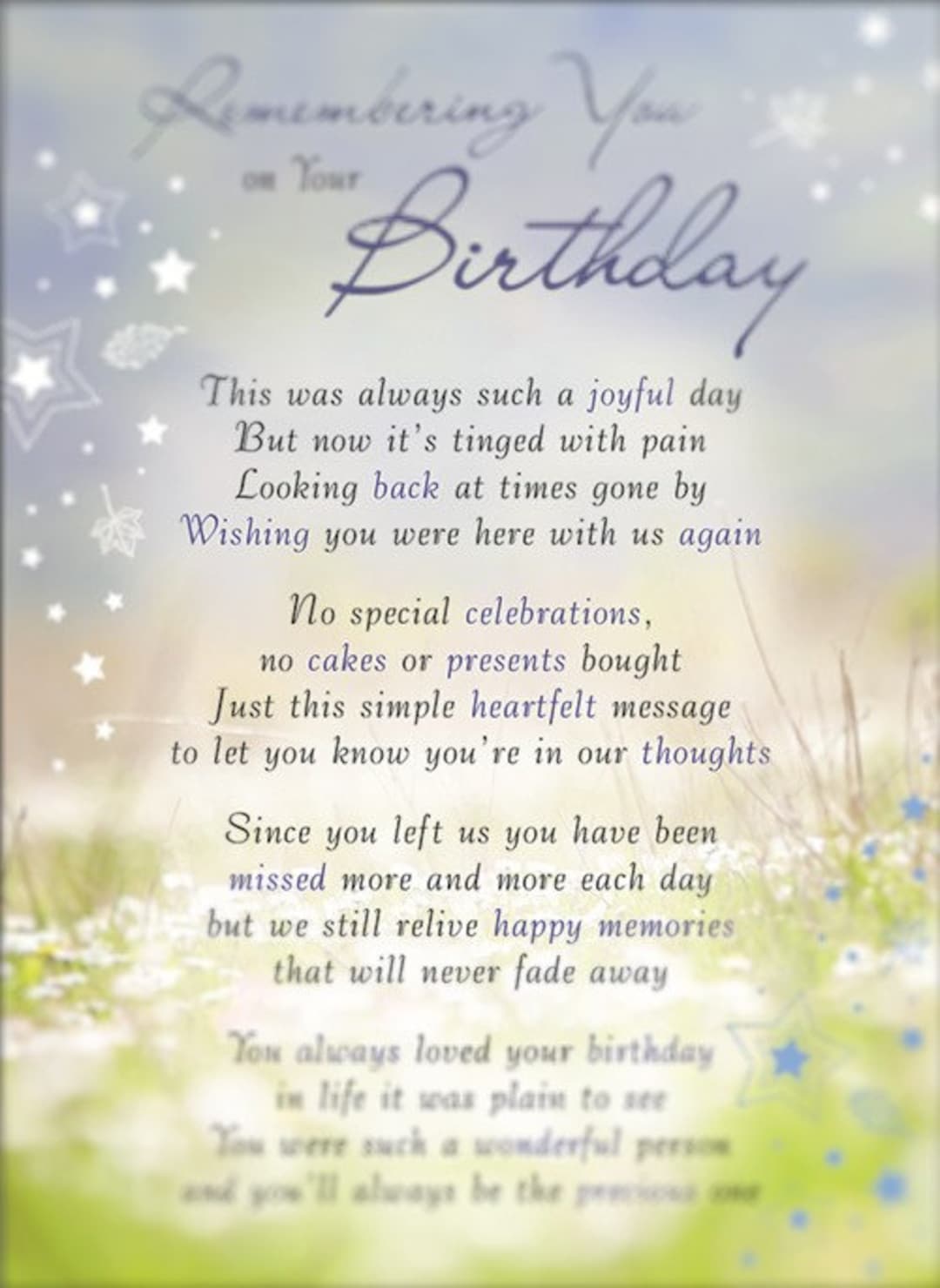 Large A4 Digital Graveside Memorial Poem. Remembering You on Your ...