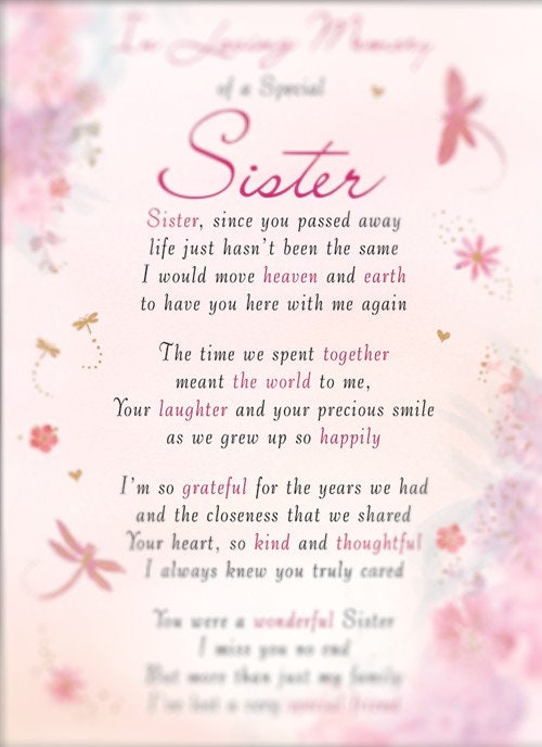 Beautiful Large A4 Sister Graveside Memorial Mourning Poem. - Etsy