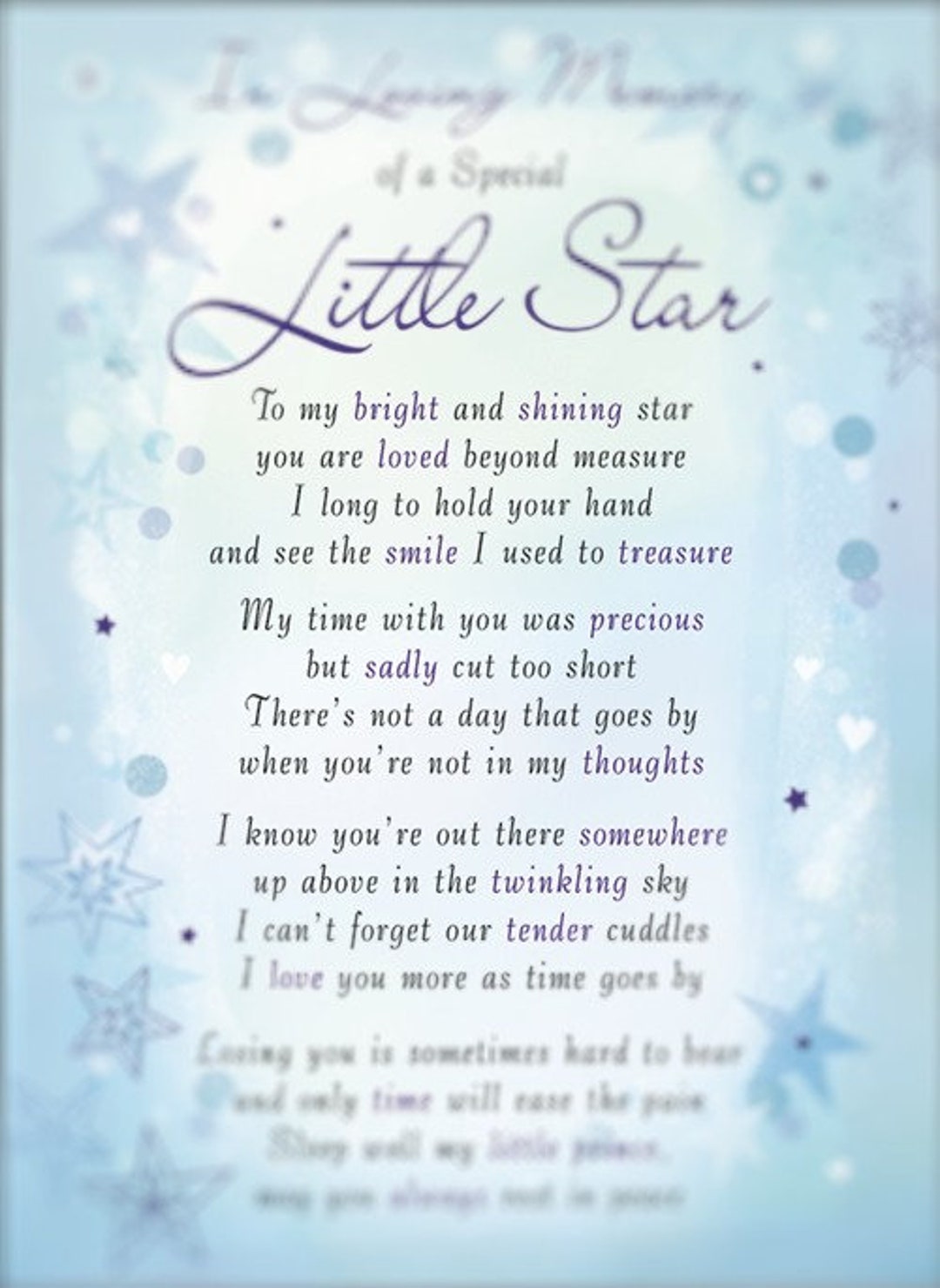 Large A4 Digital little Star Graveside Memorial Mourning Poem. - Etsy