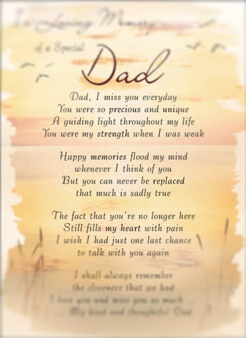 Beautiful A4 Dad Graveside Memorial Mourning Poem Etsy