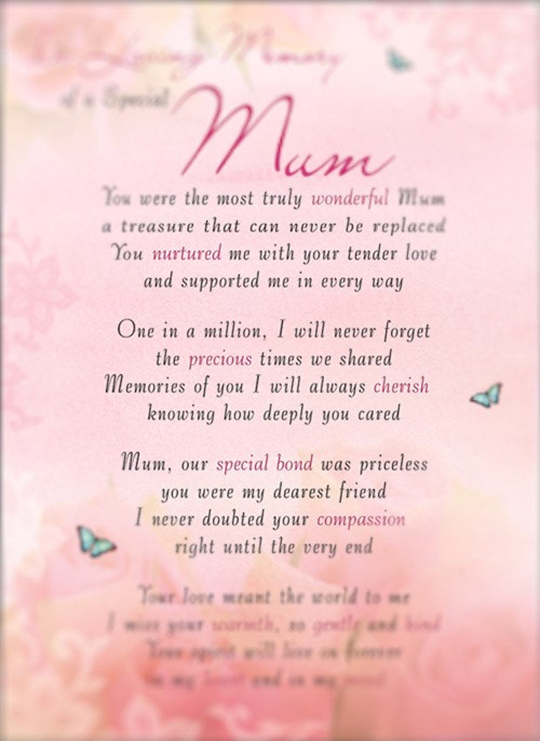 Beautiful A4 mum Graveside Memorial Mourning Poem - Etsy